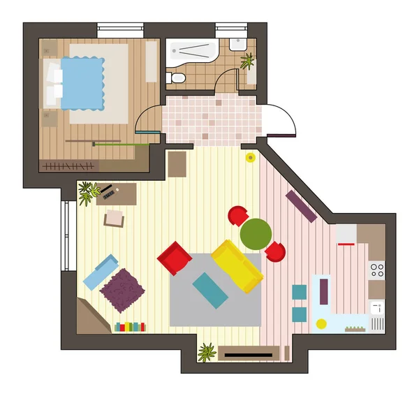 House plan with furniture and other elements. — Stock Vector © pinturea ...