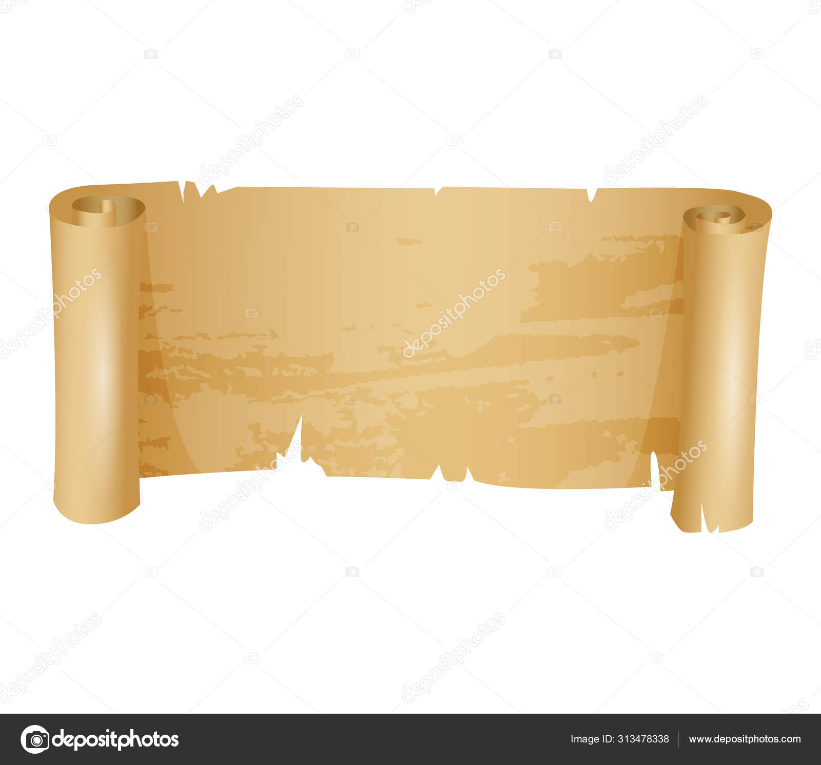 Antique or old paper roll. Horizontal scroll or ancient manuscript ...