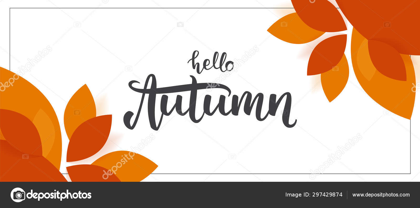 Fall background with handwritten lettering of Hello Autumn with leaves ...