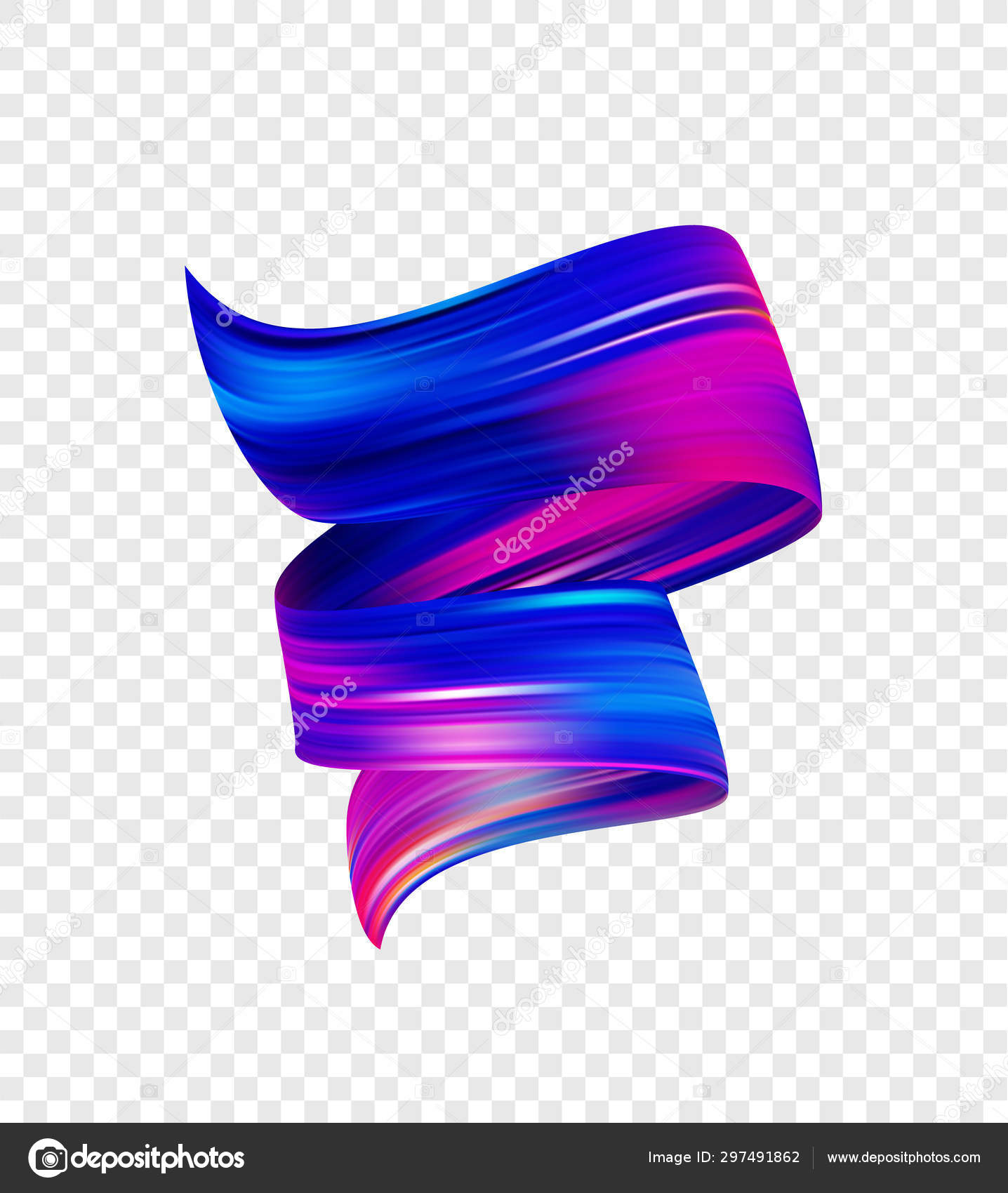 3d realistic colorful brush stroke oil or acrylic paint shape. Wave ...