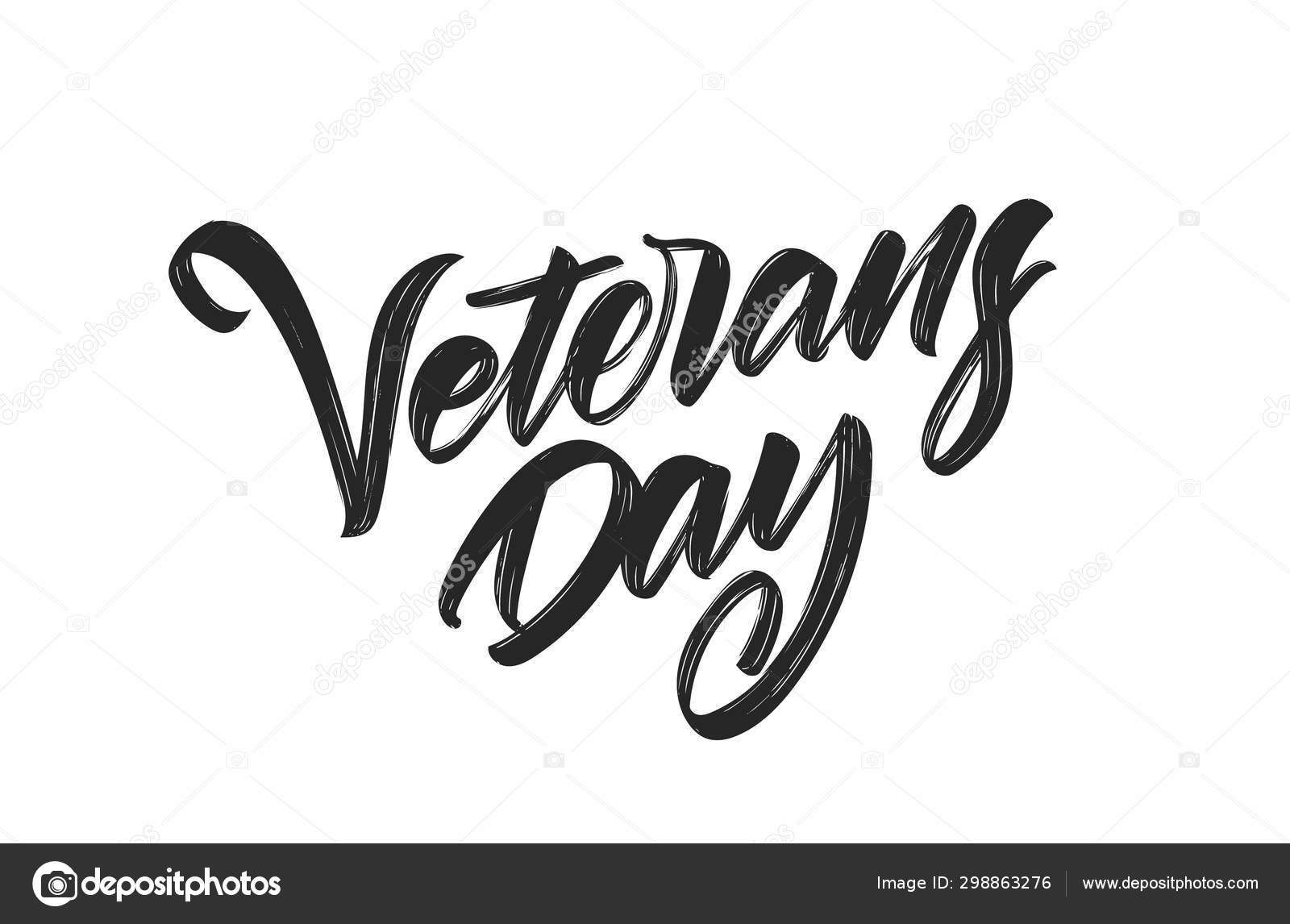 Vector illustration: Handwritten calligraphic lettering of Veterans Day ...