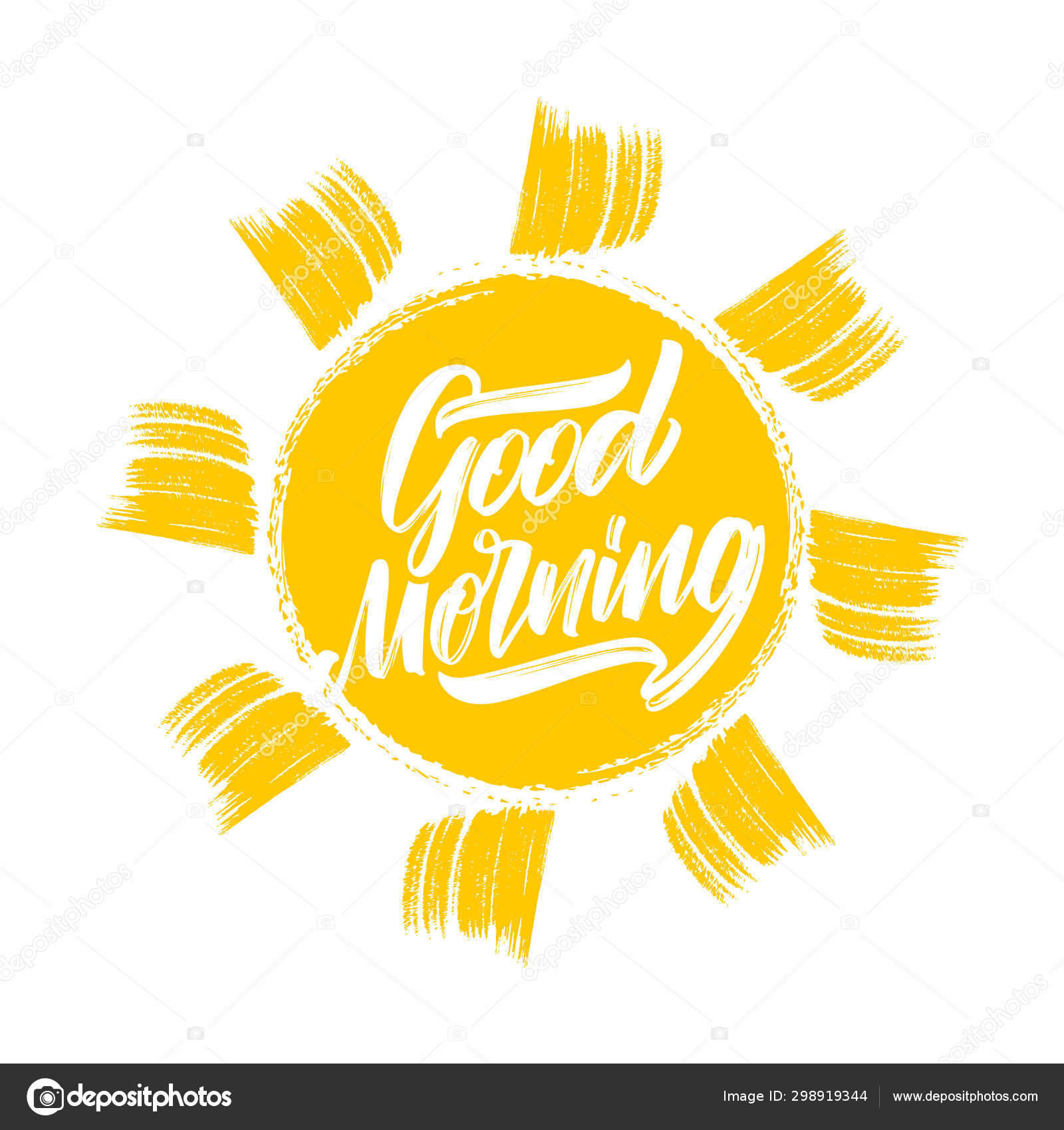 Ilustrasi vektor: Huruf tulisan tangan Good Morning pada gambar tangan ...