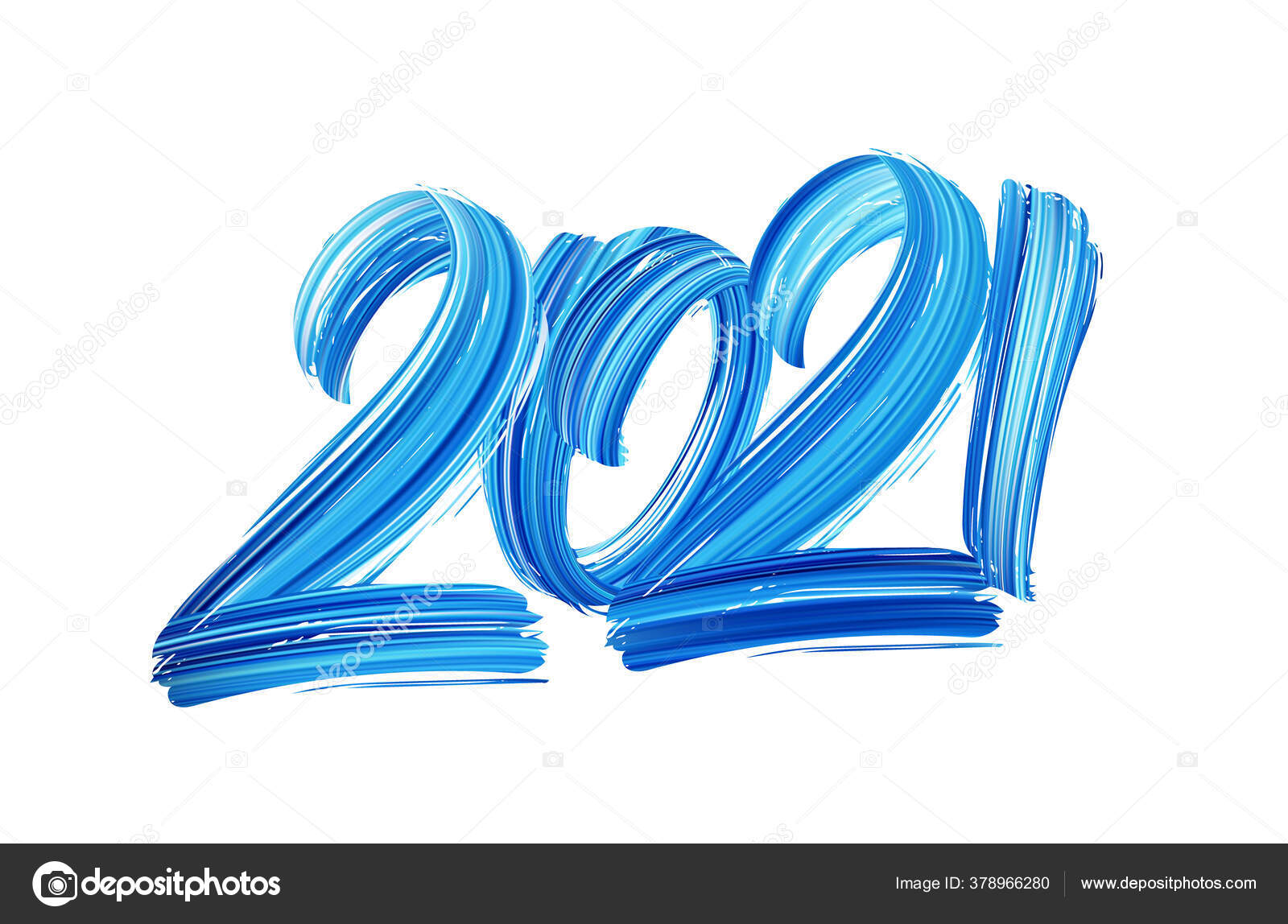 Vector Illustration Hand Drawn Brush Stroke Blue Paint Lettering 2021 ...