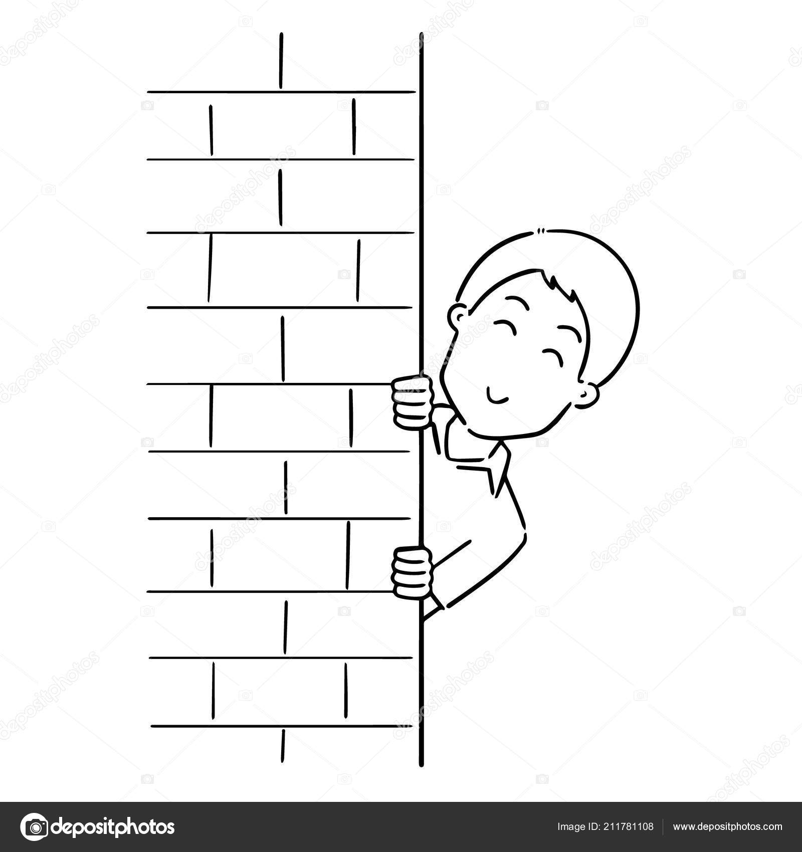 Vector Man Hiding Wall Stock Vector Image by ©ourlifelooklikeballoon ...