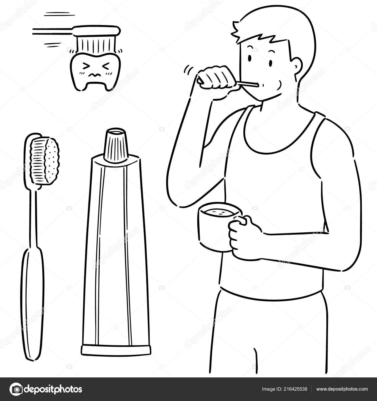 Vector Set Man Brushing Teeth Stock Vector by ©ourlifelooklikeballoon ...