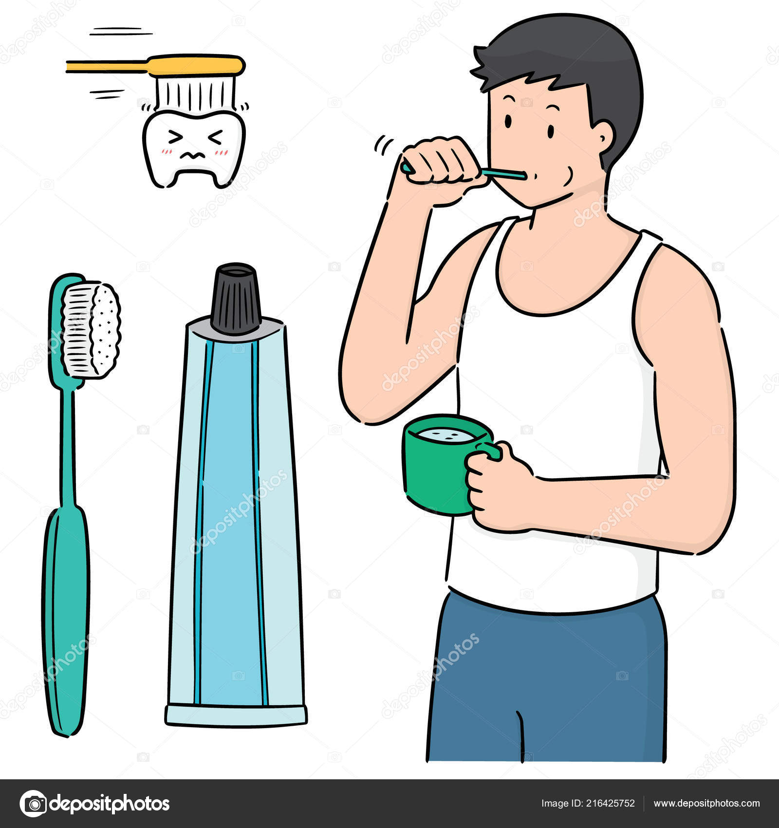 Vector Conjunto Hombre Cepillarse Los Dientes Vector de stock por ...