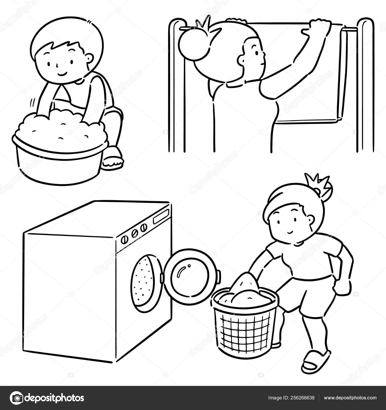Vector set of people washing clothes Stock Vector by ...