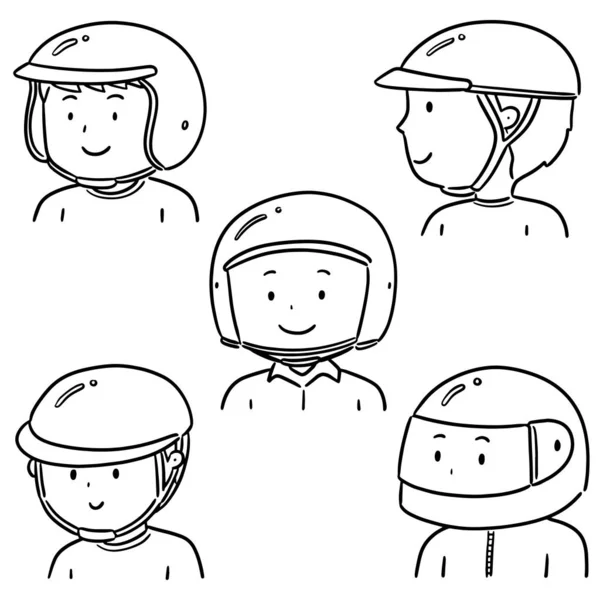 Vector Set People Wearing Helmet Stock Vector Image by ...