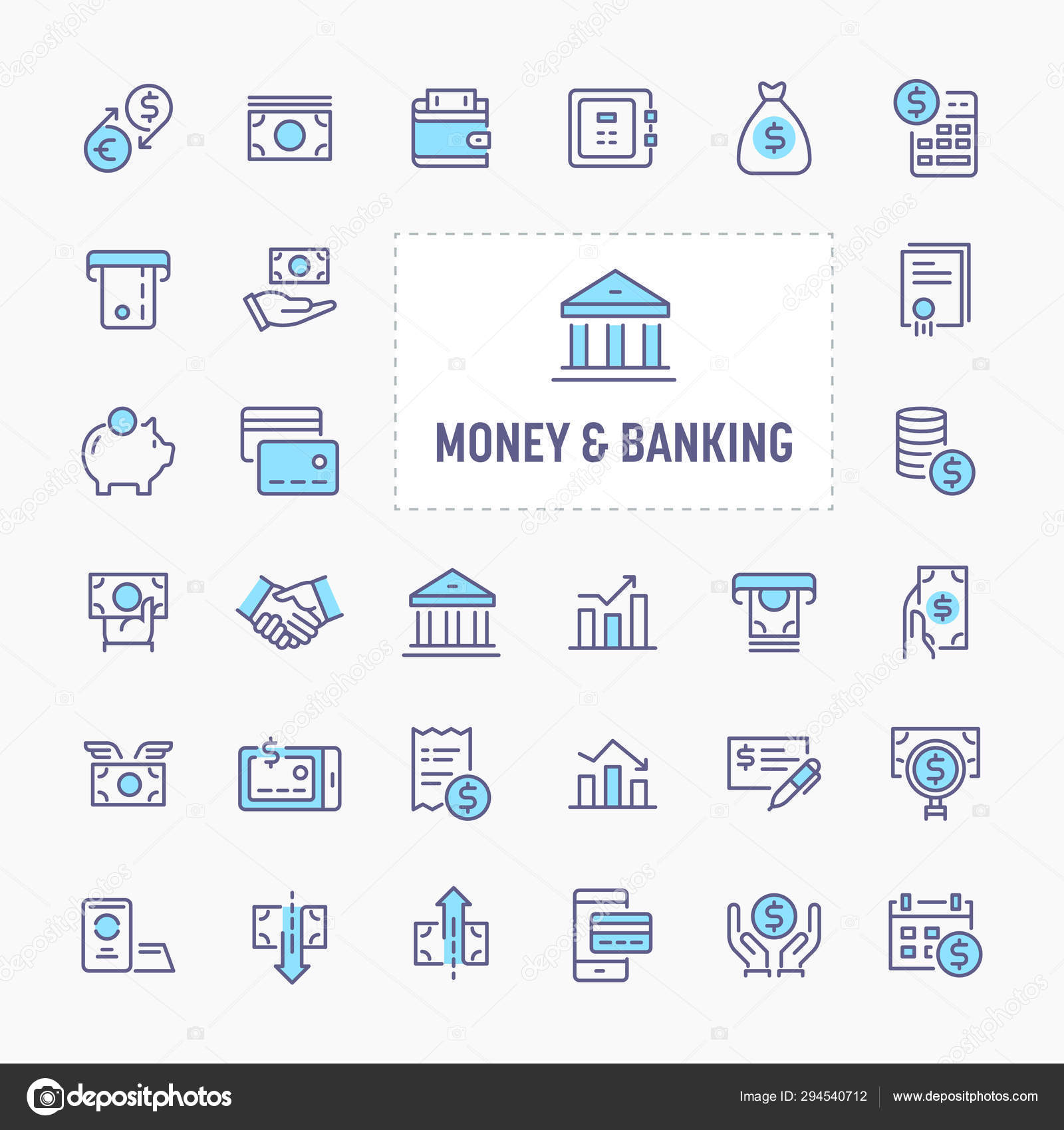 Money & Banking Icon Set Stock Vector Image by ©freudjon #294540712