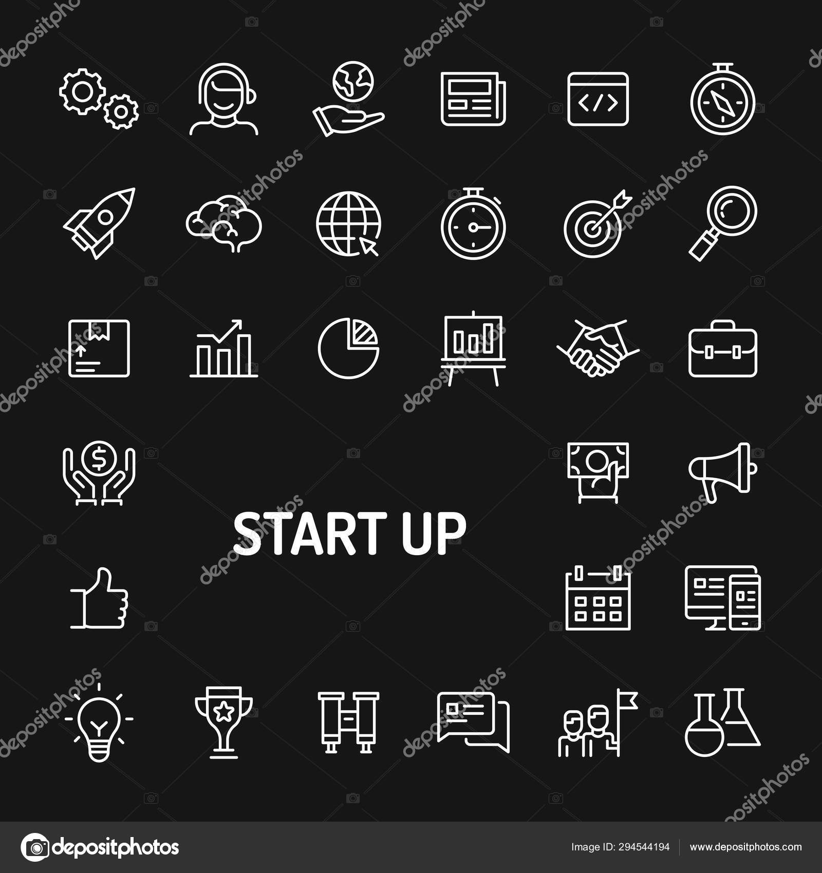 Start-Up Simple Line Icon Set Stock Vector Image by ©freudjon #294544194