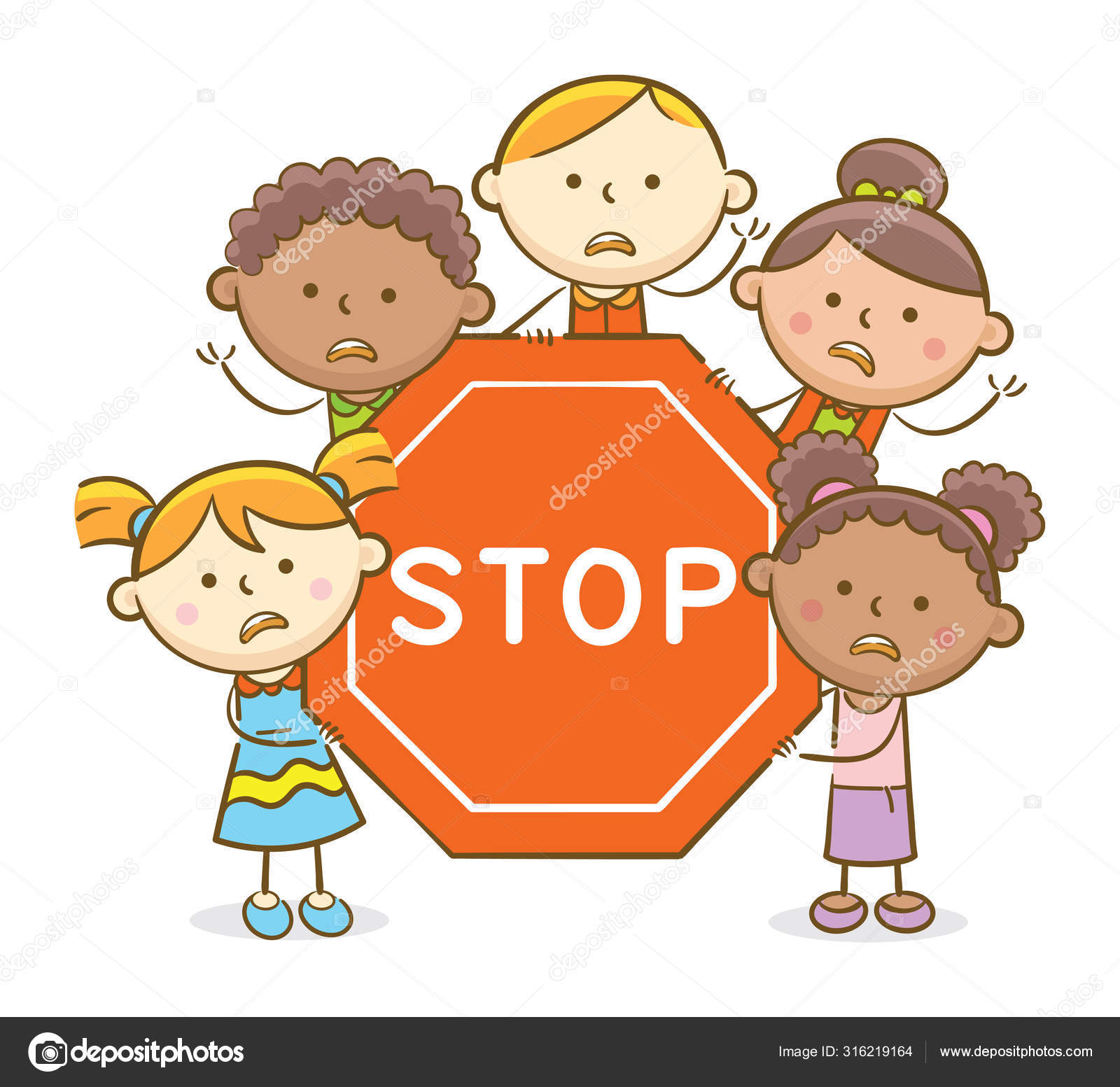 Kids WIth Stop SIgn Stock Vector by ©freudjon 316219164