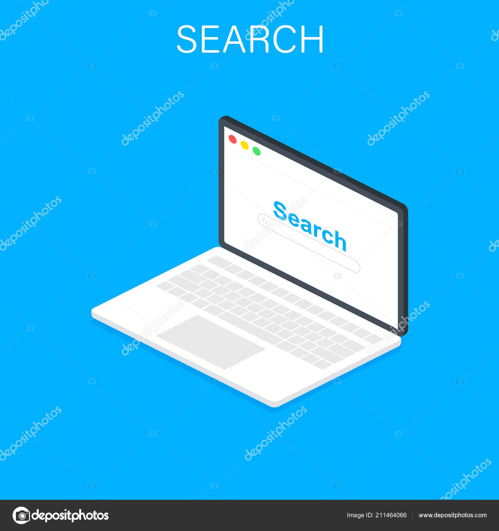 Laptop Isometric browser window. Web browser in flat style. Window ...