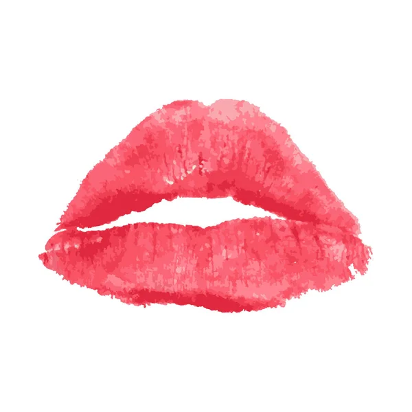 Rouge à lèvres rouge baiser sur fond blanc. Illustration vectorielle ...