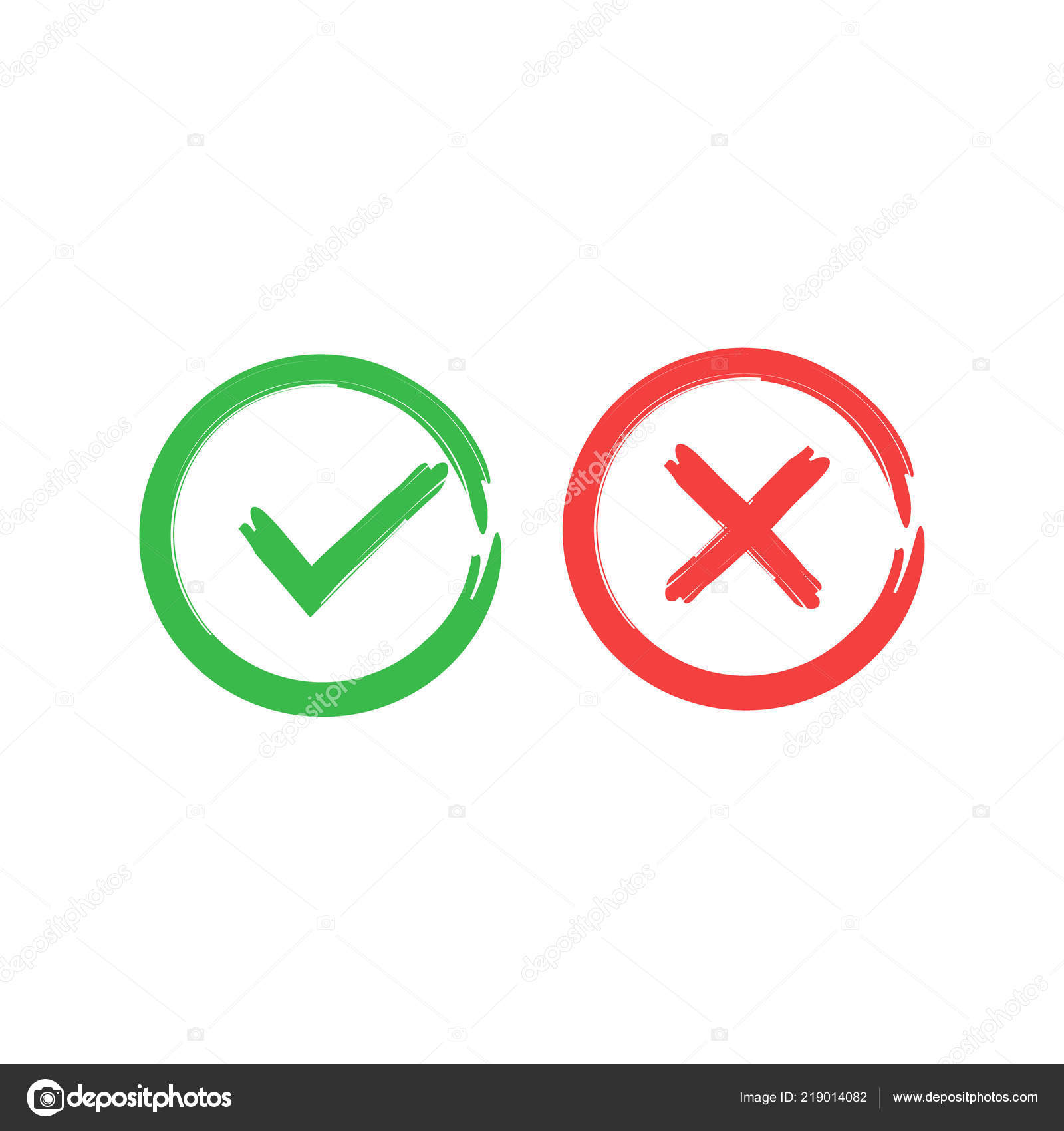 Tick icon set. Stylish check mark icon set in green and red color, Flat ...