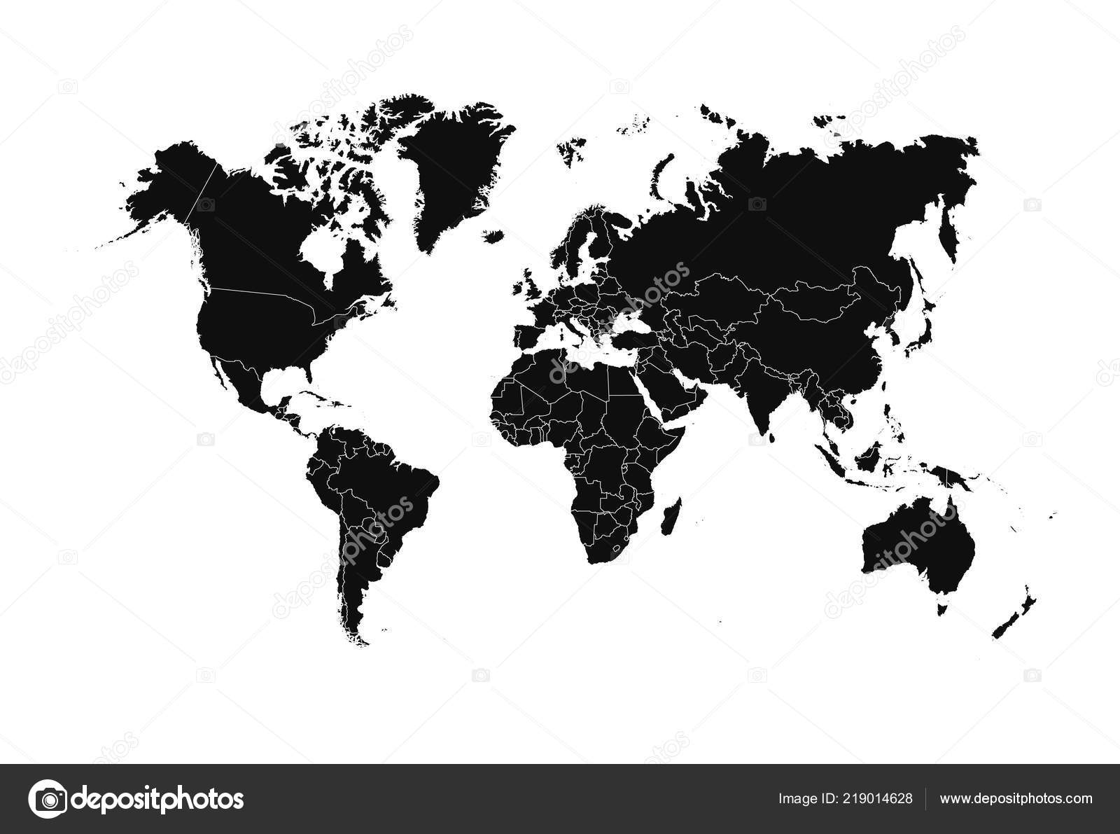 Vektor peta dunia diisolasi pada latar belakang putih. Ikon peta dunia ...