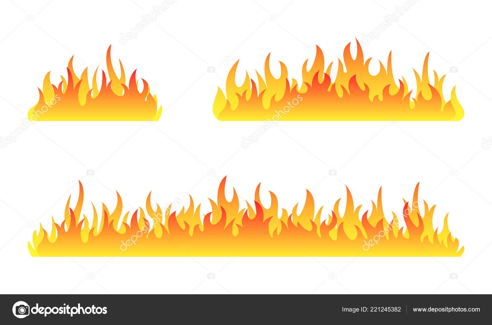 Fire collection. Fire flames vector set. Set of fire banner. Vector illustration. Stock Vector ...
