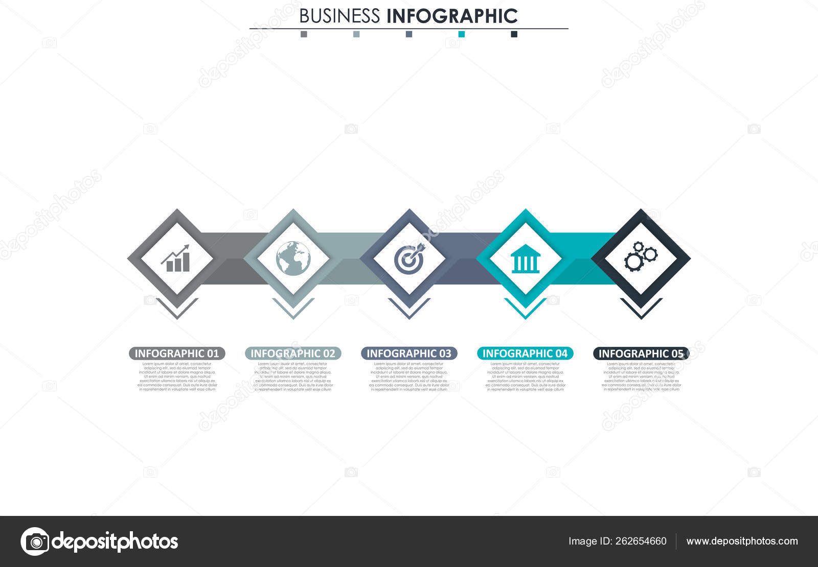 Business data, chart. Abstract elements of graph, diagram with 5 steps ...