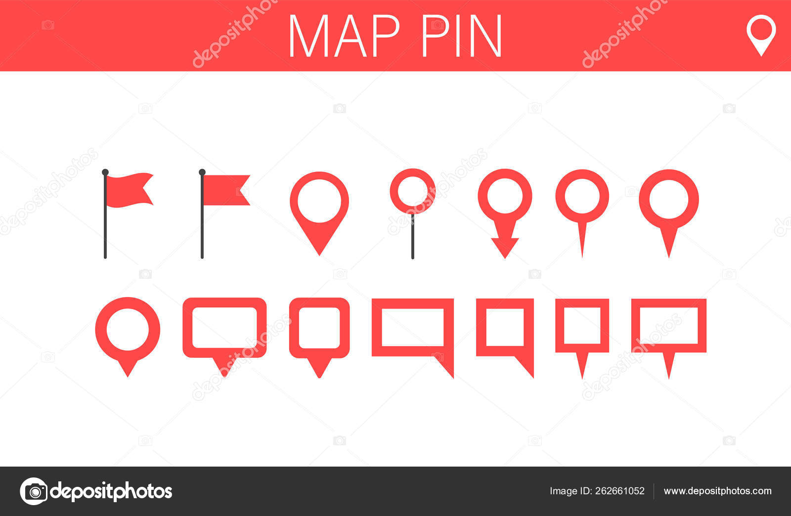 Conjunto de colección de pines de mapa del mundo. Ilustración vectorial ...