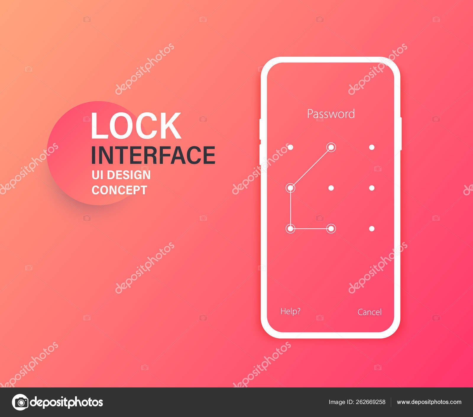 Passcode lock interface for lock screen, login or enter password pages. Vector phone ID ...