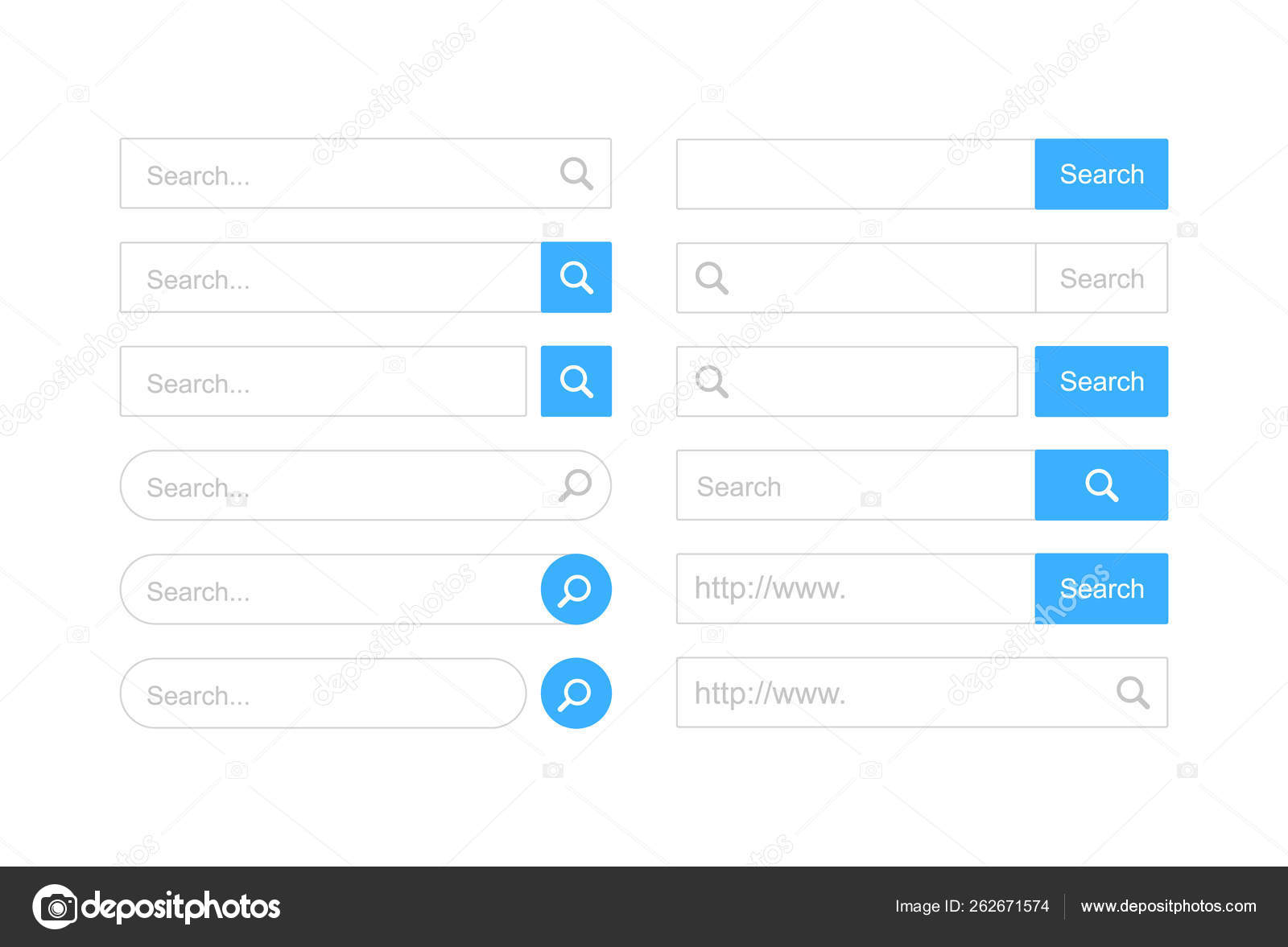 Set www search bar icons. Vector illustration isolated on white ...