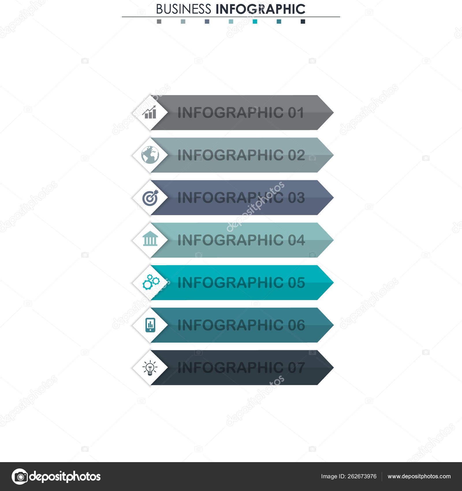 Business data, chart. Abstract elements of graph, diagram with 7 steps ...