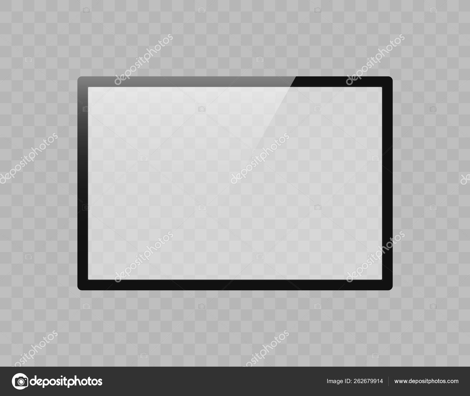 Frame TV. Monitor computer black photo frame isolated on transparent ...