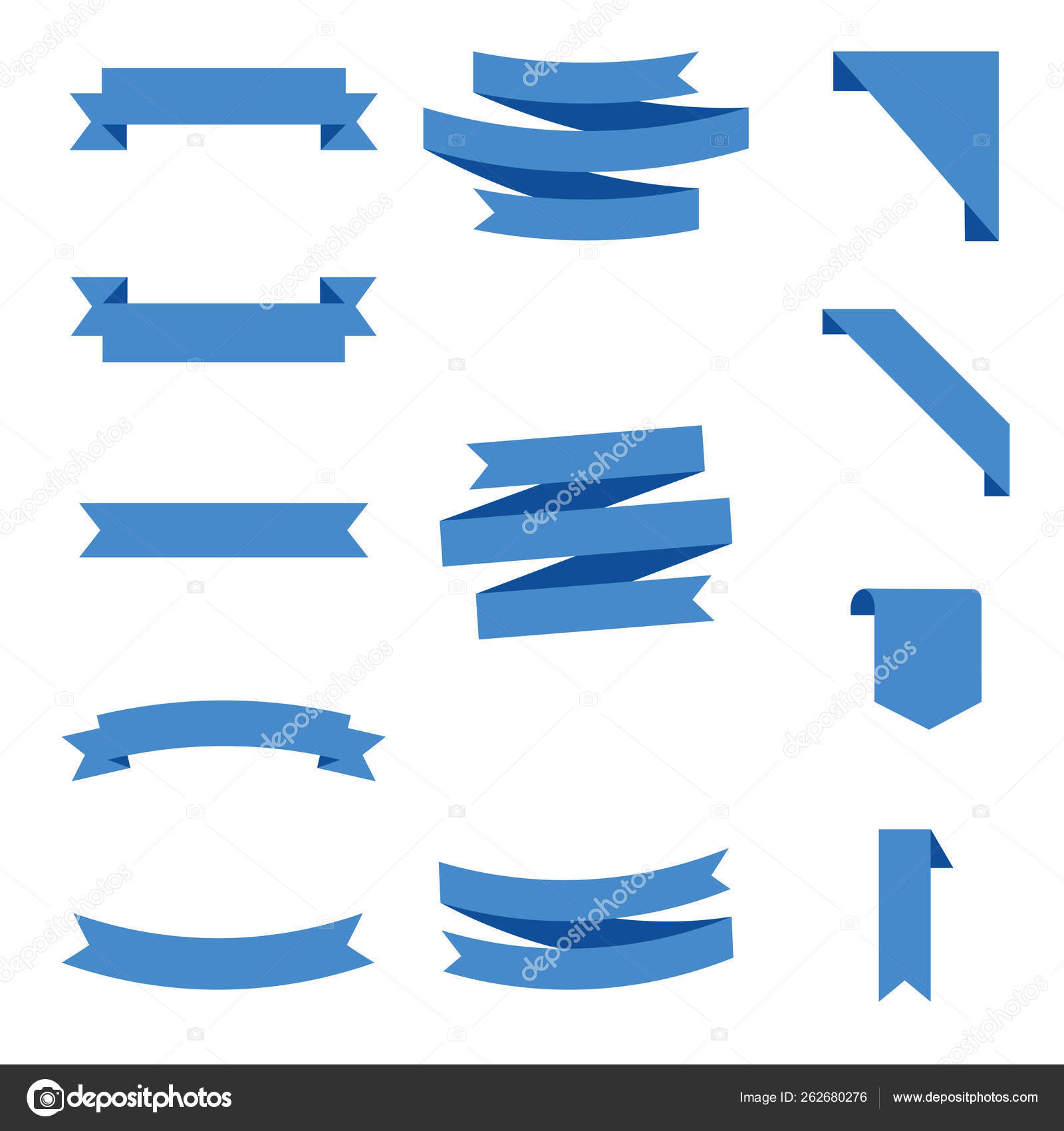 Flat vector ribbons banners flat isolated on white background ...
