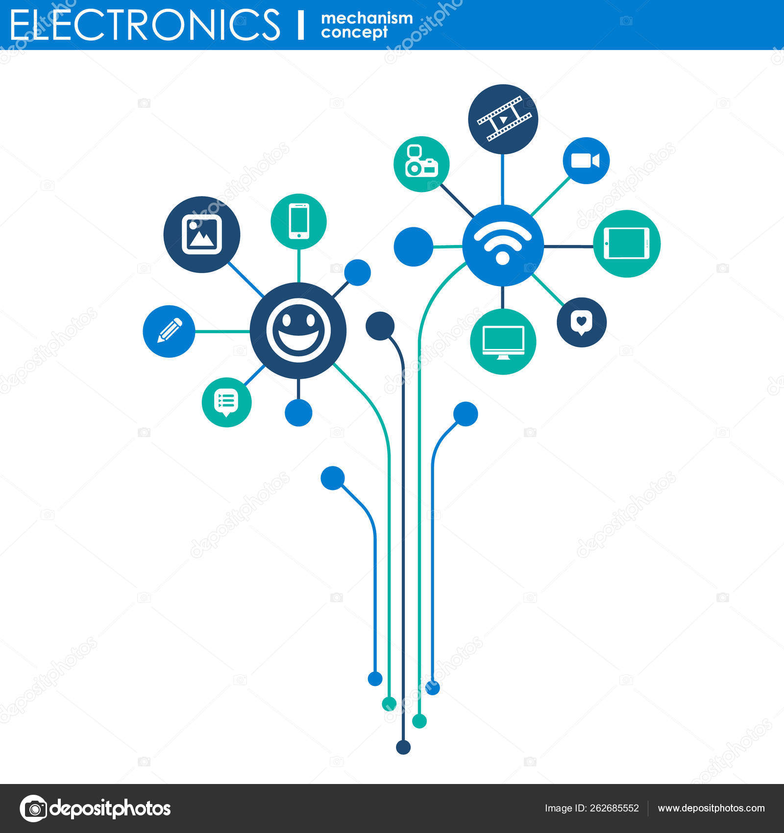 Mecanismo electrónico. Fondo abstracto con engranajes conectados e ...