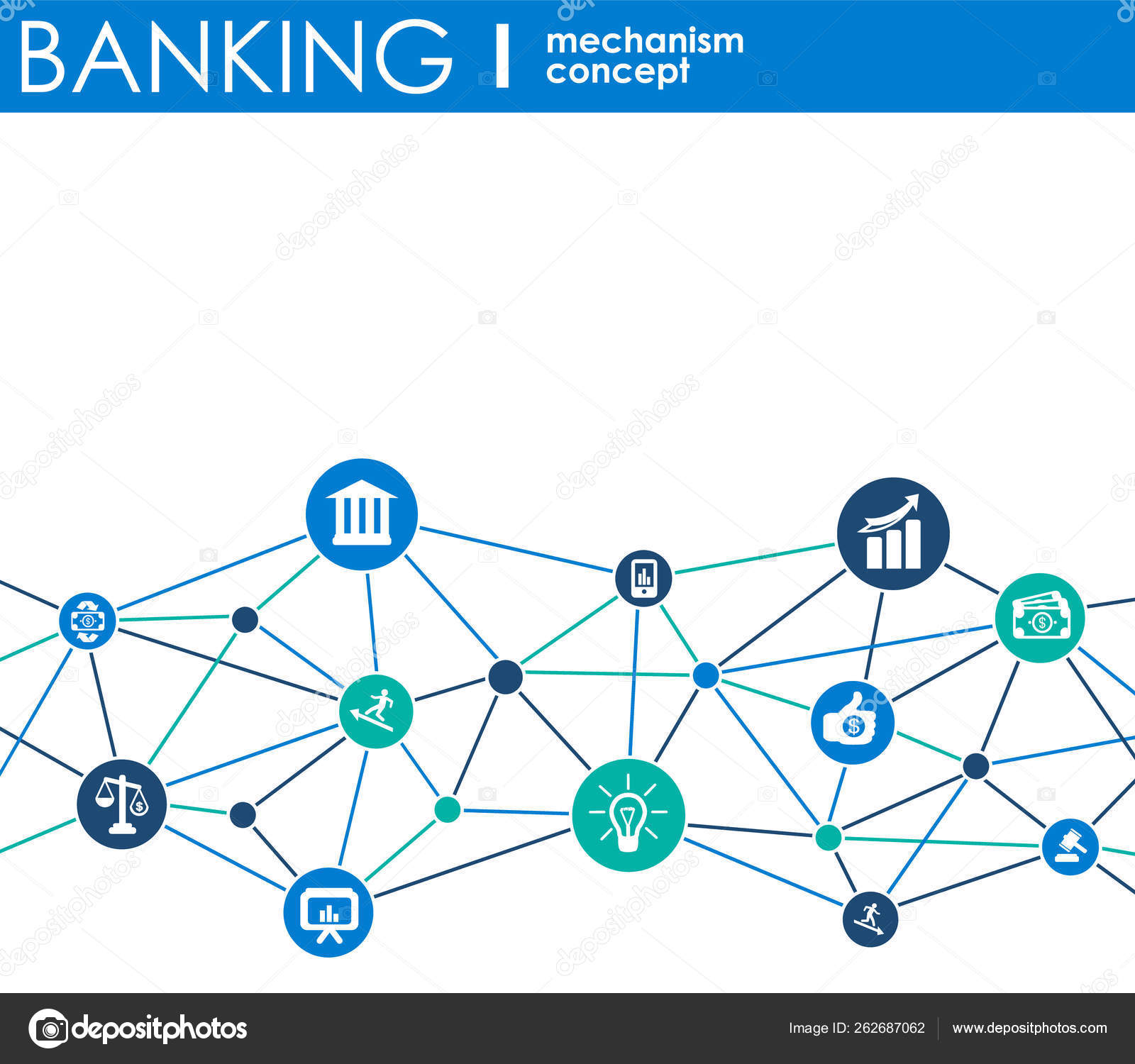 Banking mechanism. Abstract background with connected gears and ...