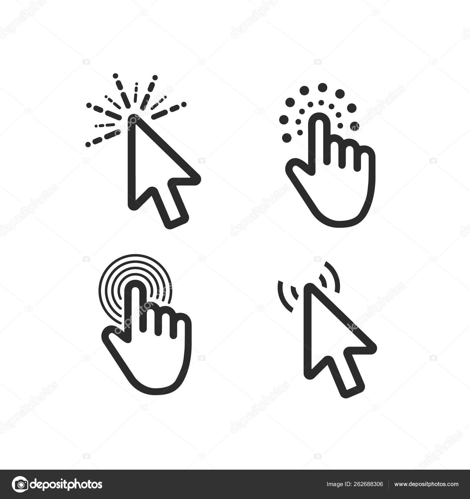 Computer mouse click cursor black arrow icons set. Vector illustration. Stock Vector Image by ...