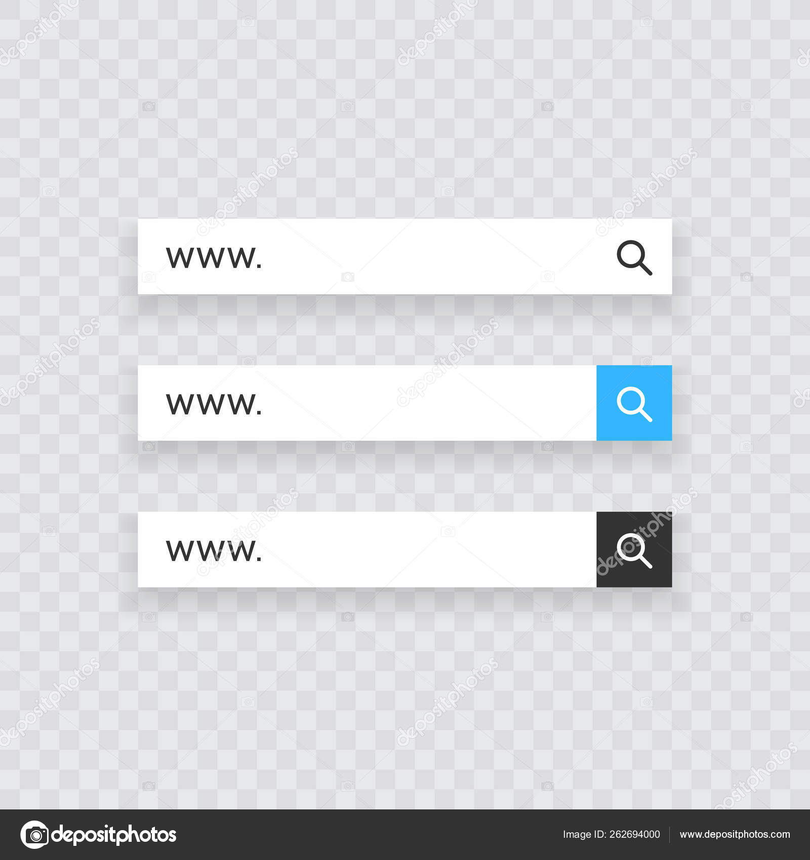 Set www search bar icons. Vector illustration isolated on white background. www search bar icon ...