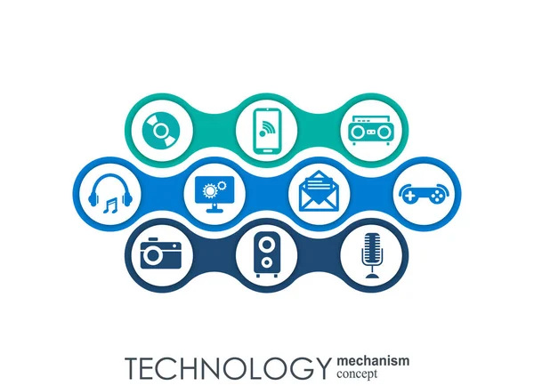 Technology mechanism concept. Abstract background with integrated gears ...