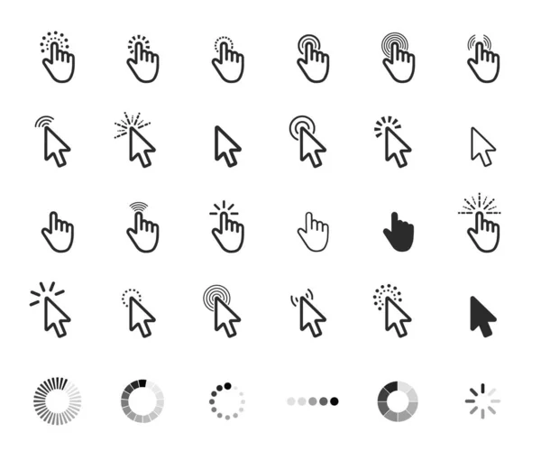 Computer mouse click cursor black arrow icons set. Vector illustration. Stock Vector Image by ...