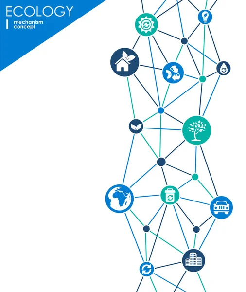 Ecology mechanism concept. Abstract background with connected gears and ...