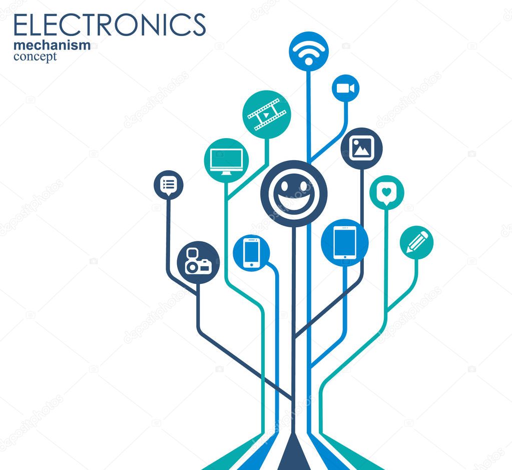 Mecanismo electrónico. Fondo abstracto con engranajes conectados e ...