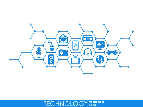 Technology mechanism concept. Abstract background with integrated gears ...
