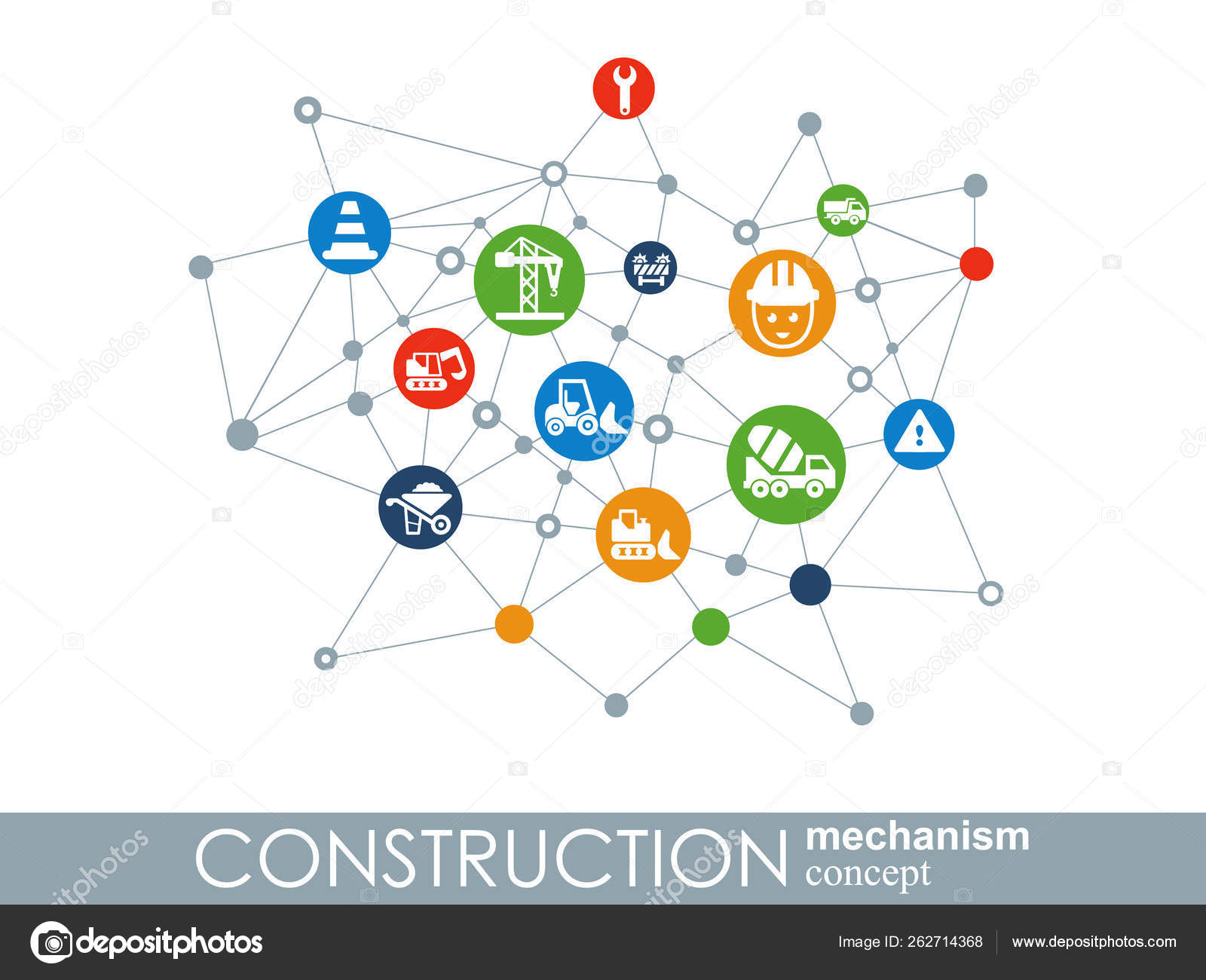 Construction network. Hexagon abstract background with lines, polygons ...