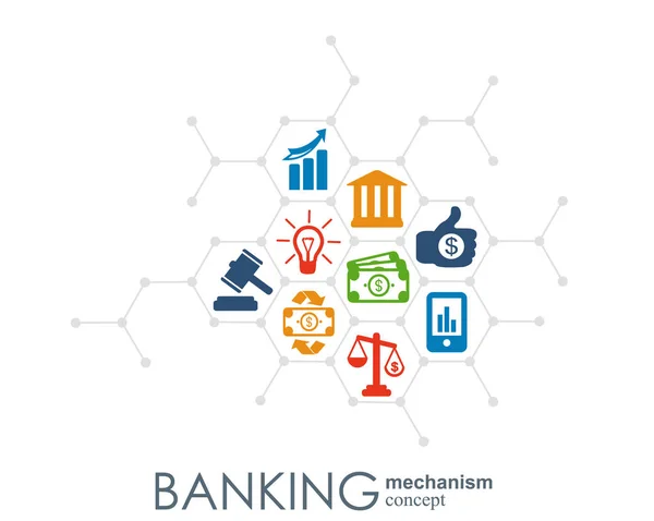 Banking mechanism. Abstract background with connected gears and ...
