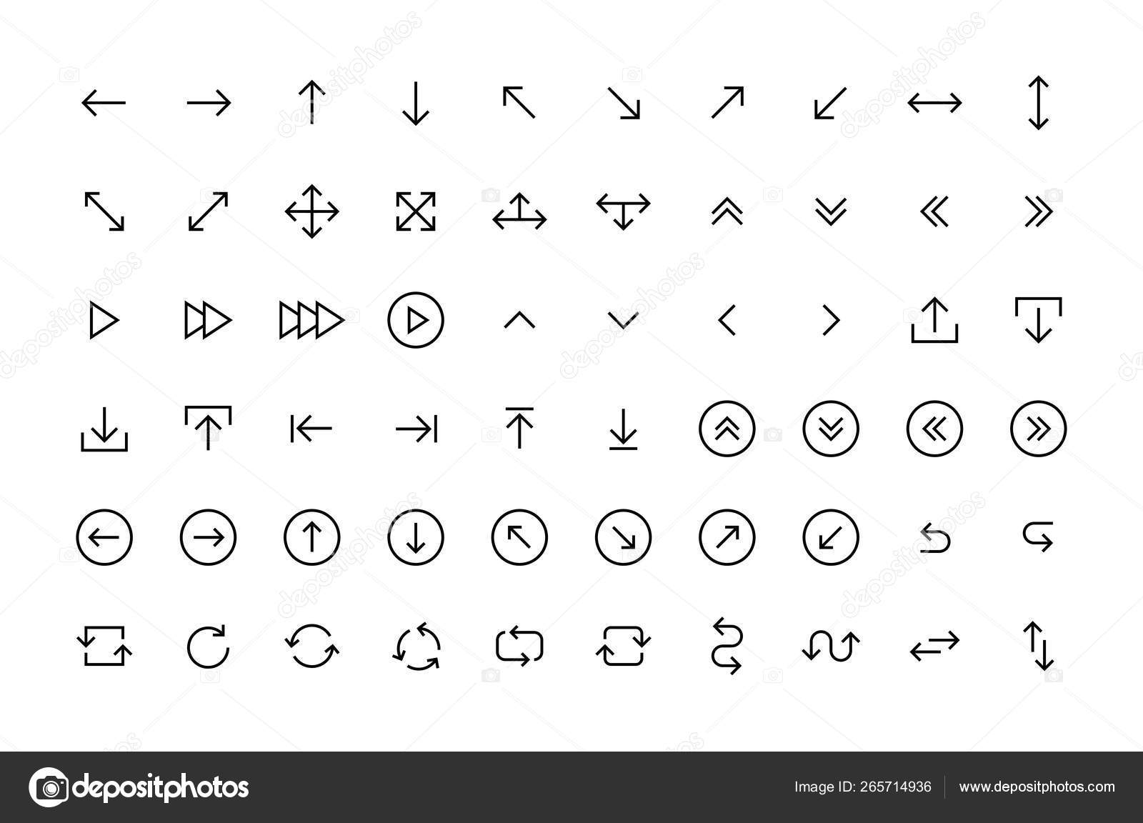 Arrows big black set icons in line style. Arrow icon. Arrow vector ...