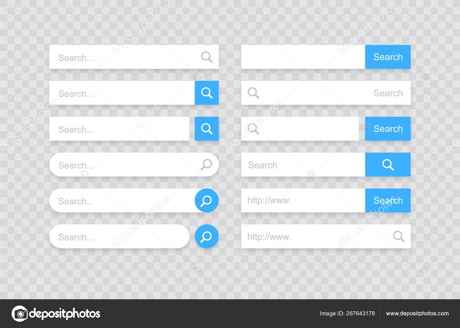 Set www search bar icons. Vector illustration isolated on white ...