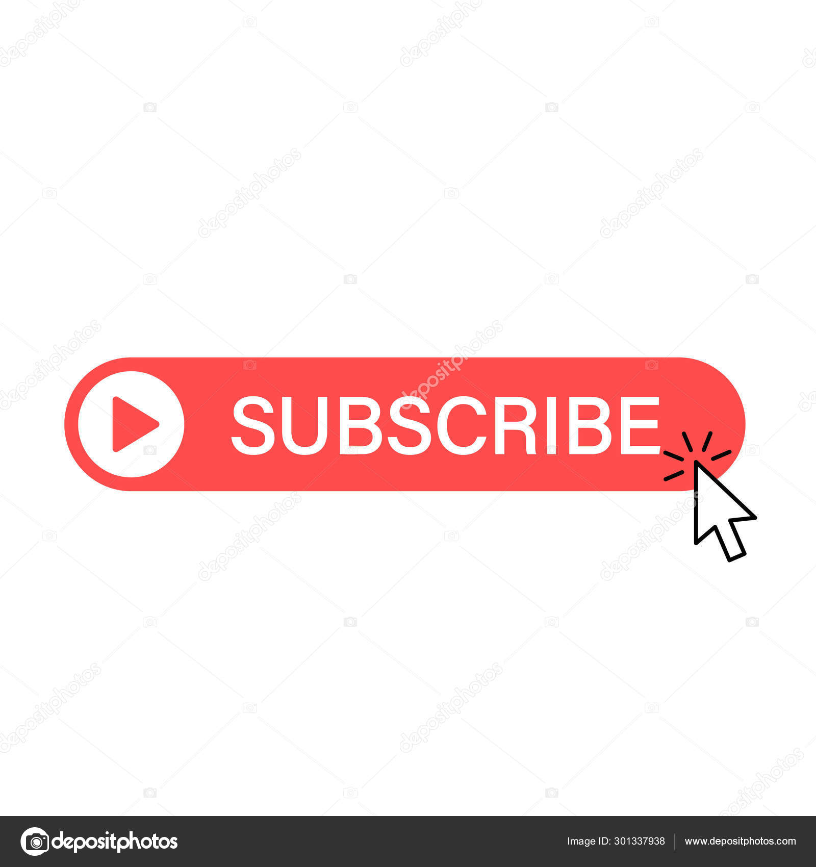 Subscribe button icon. You Tube. Vector illustration. Cursor. Video Social Media. Stock Vector ...