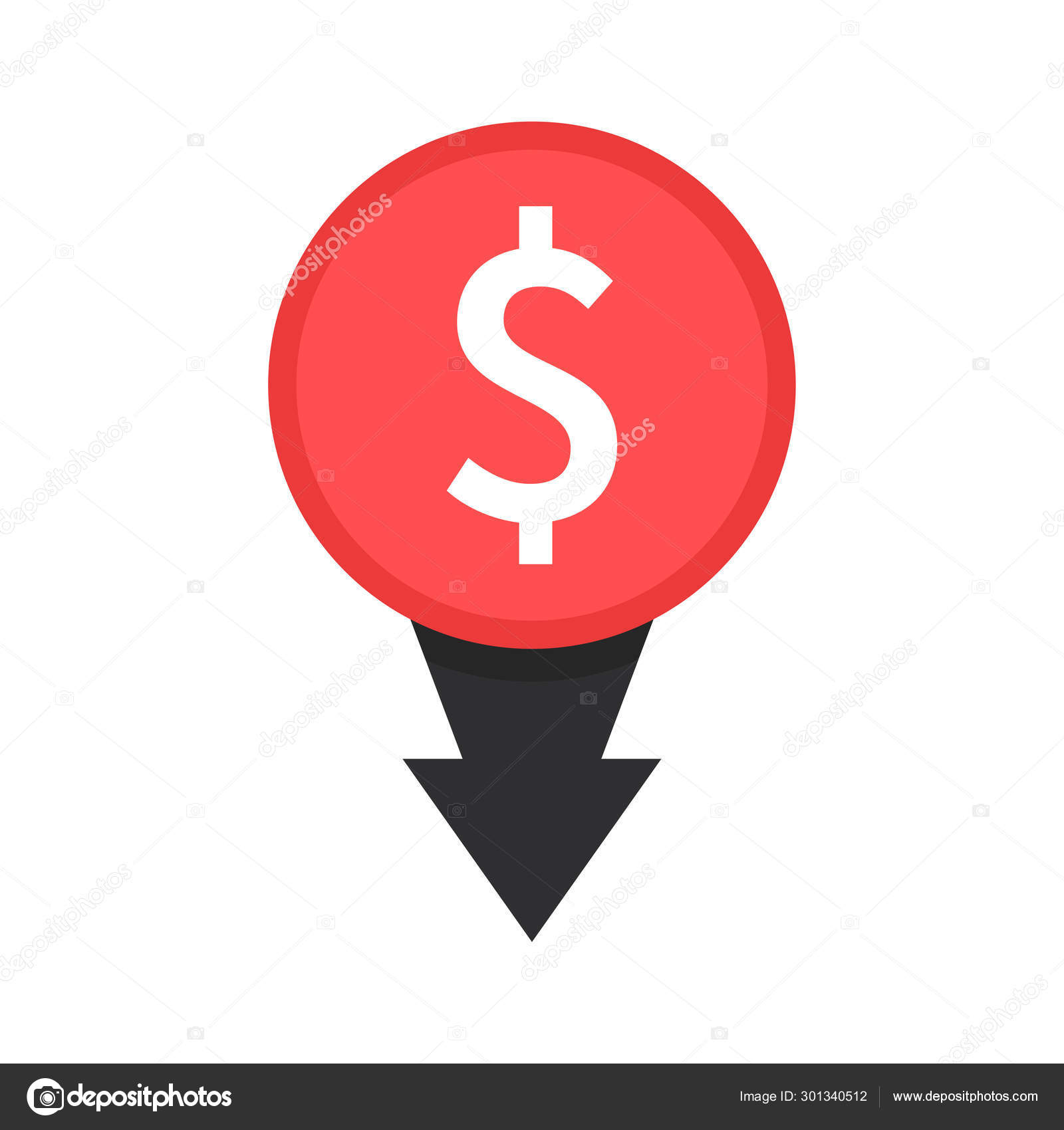 Cost reduction icon. Image isolated on white background. Vector ...
