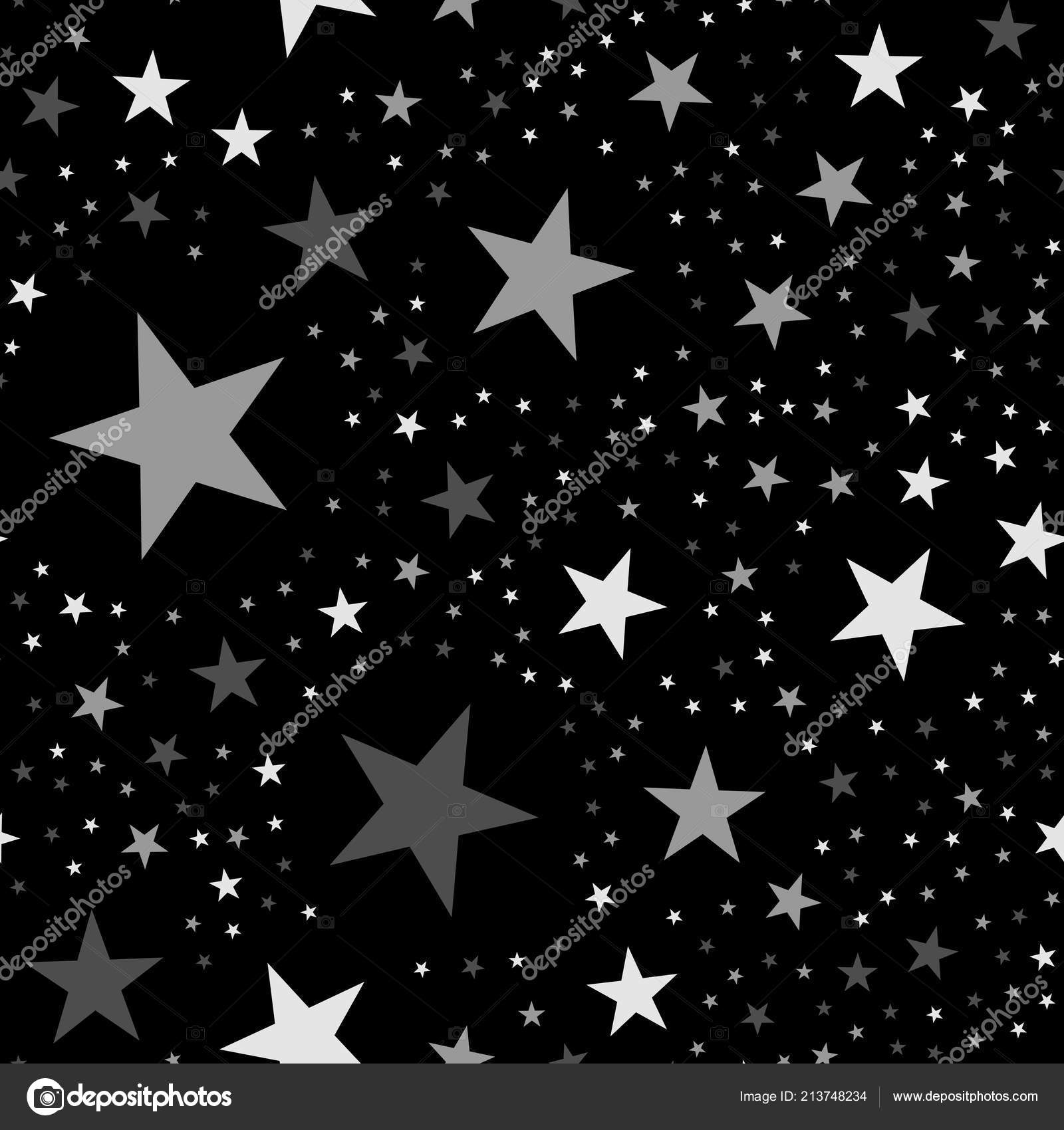 White stars seamless pattern on black background Surprising endless ...