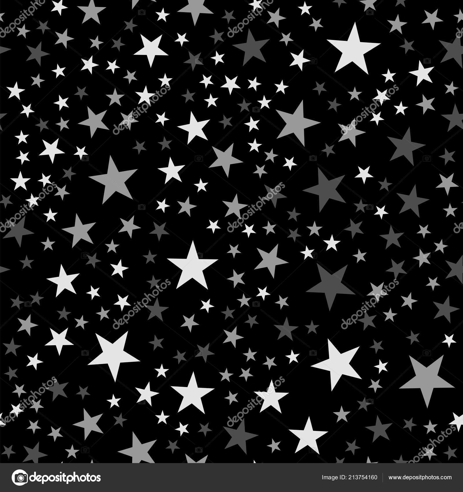 White stars seamless pattern on black background Incredible endless ...