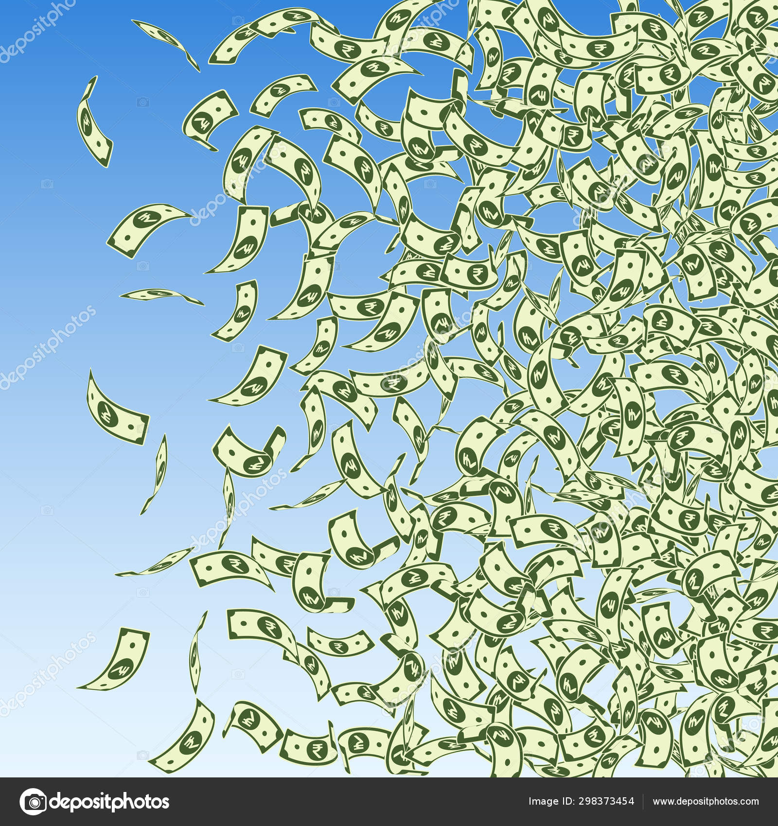 Indian rupee notes falling. Small INR bills on blu Stock Vector by ...