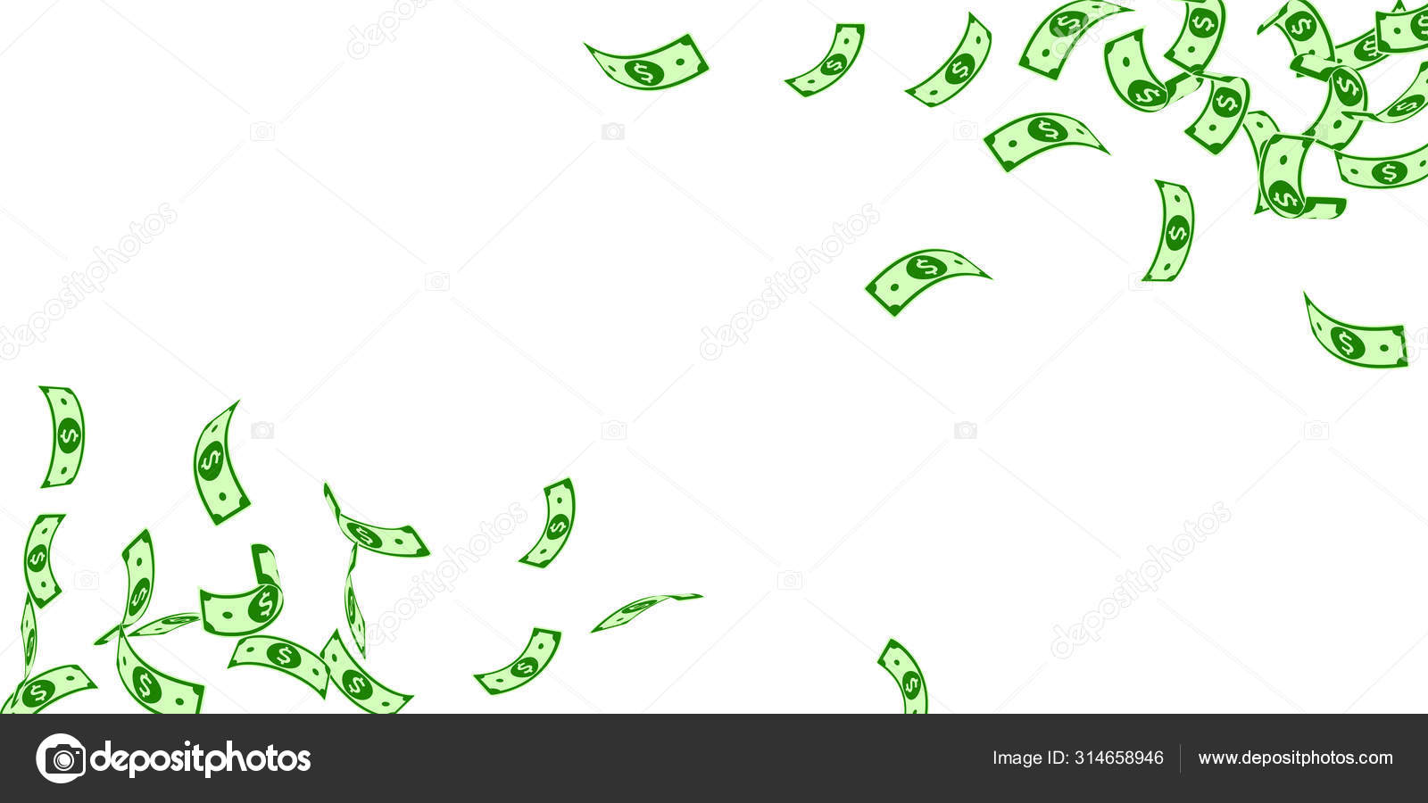 American dollar notes falling. Floating USD bills Stock Vector Image by ...