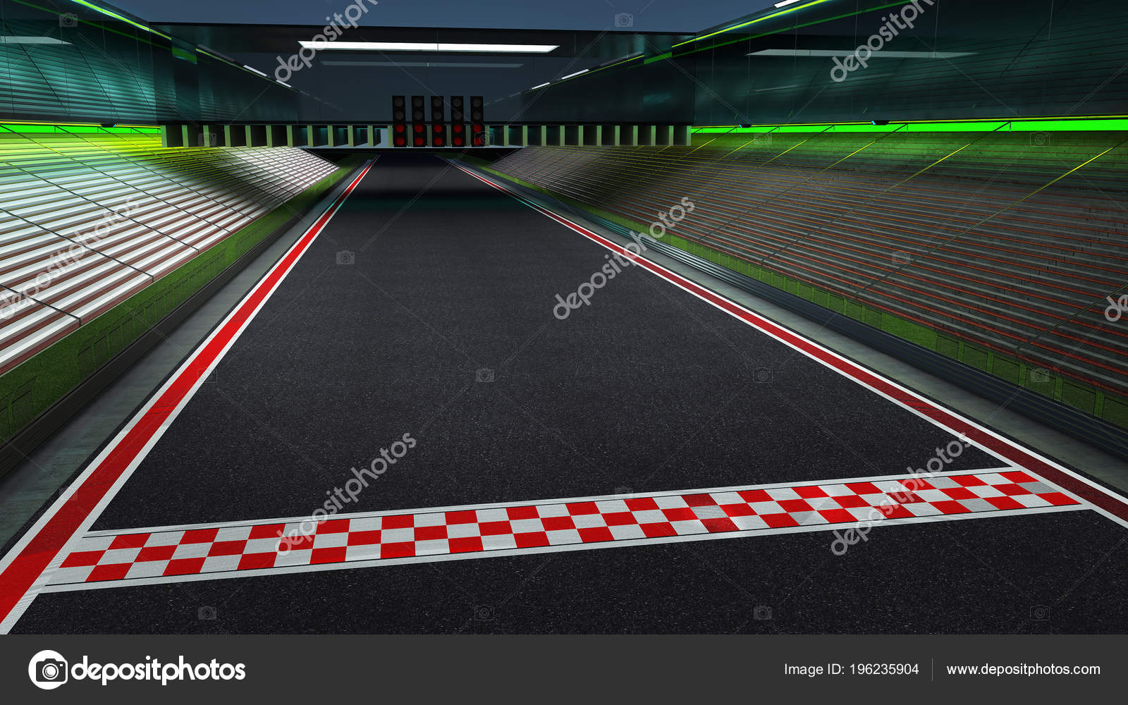 Low Angle Side View Empty Asphalt International Race Track Start ...