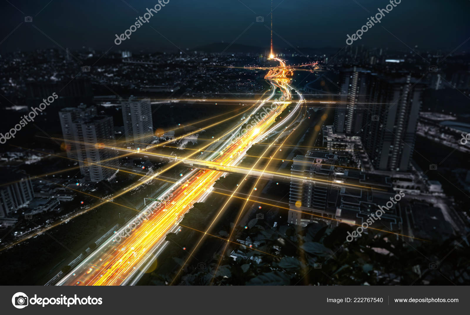Communication Network Traffic Light Highway Concept Smart City Network ...