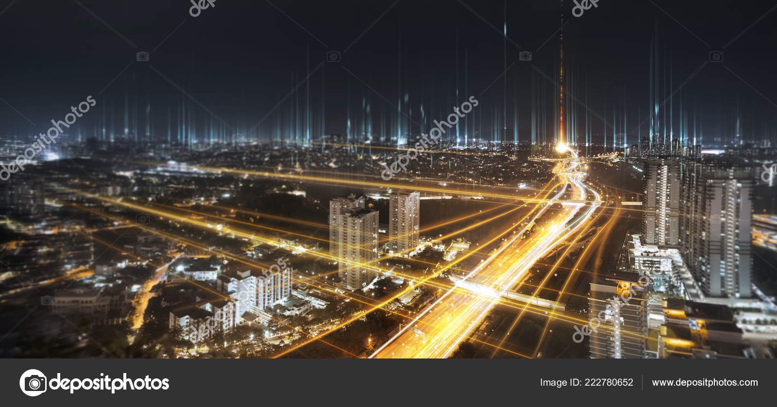 Communication Network Traffic Light Highway Concept Smart City Network ...