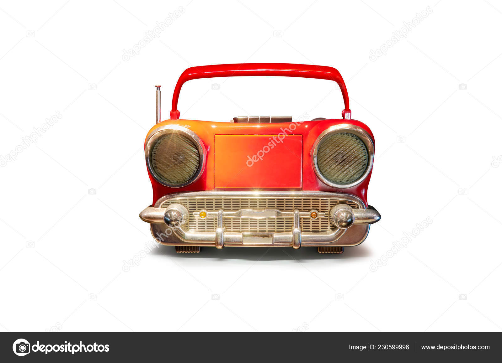 Old Antique Car Shape Stereo Cassette Player Isolated White Background ...